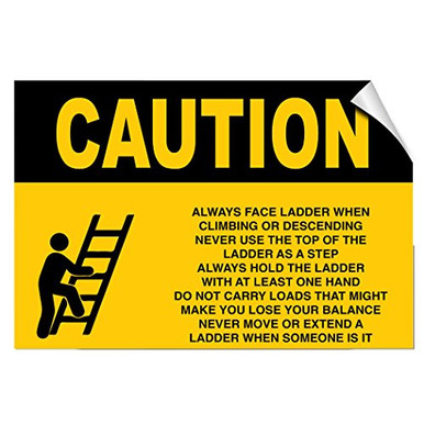 Caution Ladder Safety Instructions Hazard Label Decal Sticker 7 Inches ...