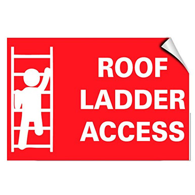 Roof Ladder Access Business Roof Access Label Decal Sticker Sticks to ...