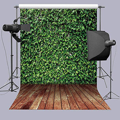 BINQOO 5x7ft Greenery Wooden Backdrop Spring Green Leaves Photography ...