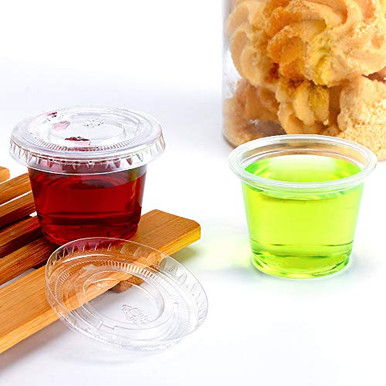 TashiBox 200 Sets of 1oz Disposable Plastic Jello Shot Cups with Lids ...