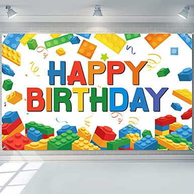 Building Blocks Birthday Backdrop Color Bricks Photography Background ...