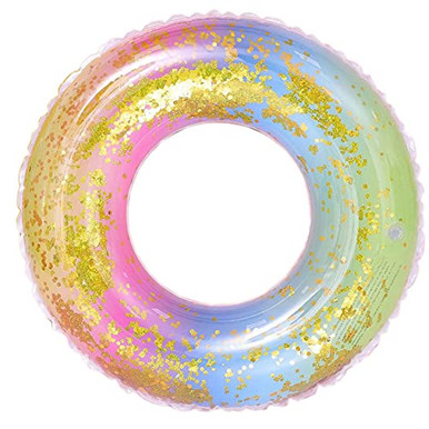 Inflatable Pool Floats- Cute Shape Swim Ring- Sequin Gradient Color ...