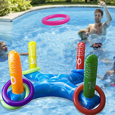 Blackmatrix Inflatable Ring Toss Swimming Pool Toys Game- Multiplayer ...