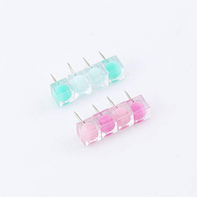 Youpai Push Pin with Transparent Cube Head and Steel Point Candy Color ...