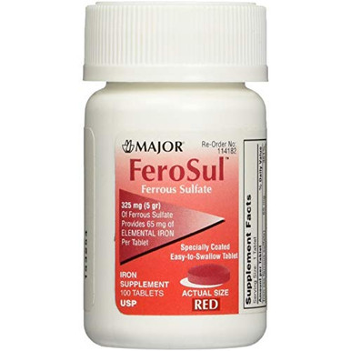 Ferrous Sulfate FC 325mg -5GR- Generic for Feosol Red Tablets 100 ...