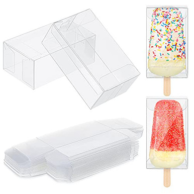 24 Pieces Cakesicle Boxes-Ice Cream shaped Favor Boxes-PET Clear Ice ...