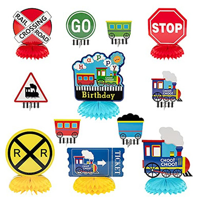 OSNIE 12Pcs Railroad Train Crossing Theme Honeycomb Centerpieces Party ...