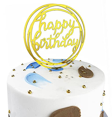 Happy Birthday Cake Toppers Gold Acrylic Durable Versatile Cake Topper ...