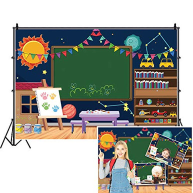 DASHAN 10x6ft Polyester School Teacher Classroom Backdrop for Online ...