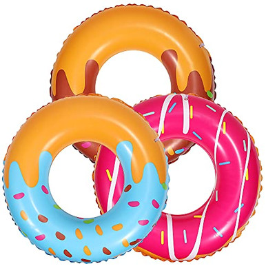 F FiGoal 3 Pack Summer Swimming Float with Blue Donut Brown Donut and ...