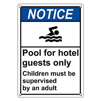 Weatherproof Plastic Vertical ANSI Notice Pool for Hotel Guests Only ...