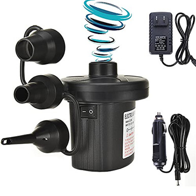 Electric Air Pump- Portable Quick-Fill Mattress Pump with 3 Nozzles ...