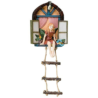 Fairy House Ladder Hanging Tree Sculpture-Outdoor Tree Sculpture-Hand ...