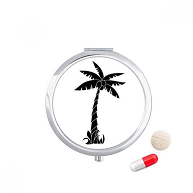 Plant Coconut Tree Black Outline Pill Case Pocket Medicine Storage Box ...