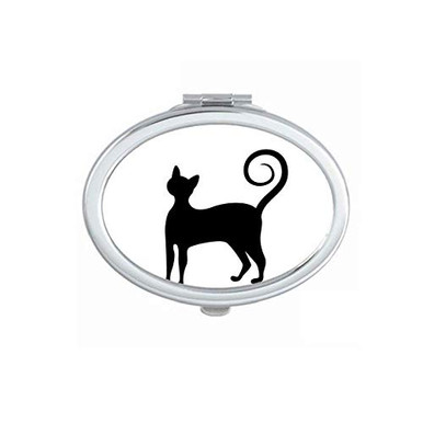 Black Cat Mewing Elegant Animal Outline Mirror Portable Fold Hand ...