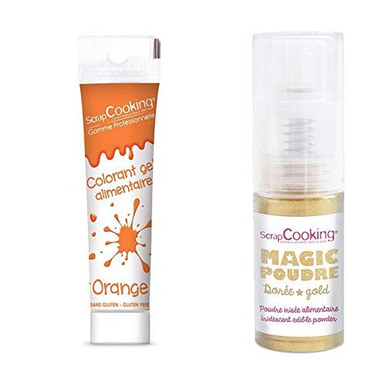 Orange Food coloring gel 20 g plus Golden edible powder ...