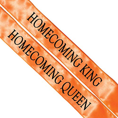 Homecoming King and Queen Sashes, 2 Pack Orange Sash with Black Imprint ...