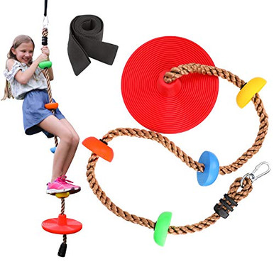 Sorbus Disc Rope Swing Seat - Kids Tree Climbing Rope, Zip Line Play ...
