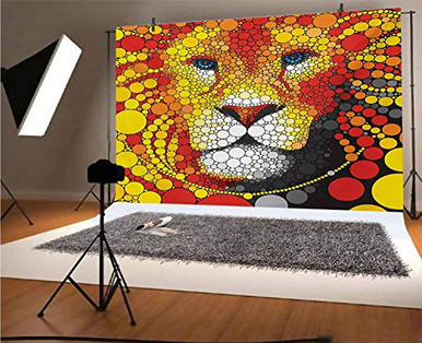 Fractal 7x5 FT Vinyl Photo Backdrops,Abstract Style Lion Portrait with ...