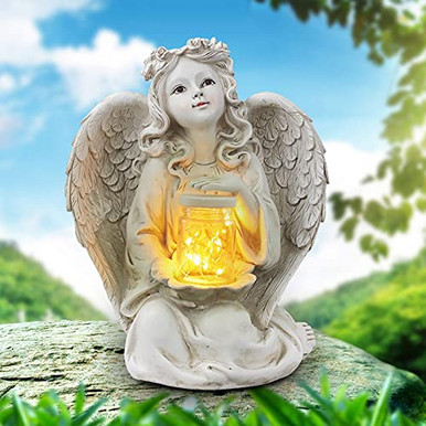 Sphinx Solar Angel Garden Statue, Guardian Angel Solar Light Figurine ...