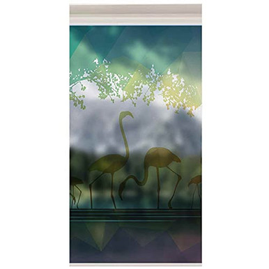 Africa Static Window Film, Modern Design Flamingo Figures in Digital ...