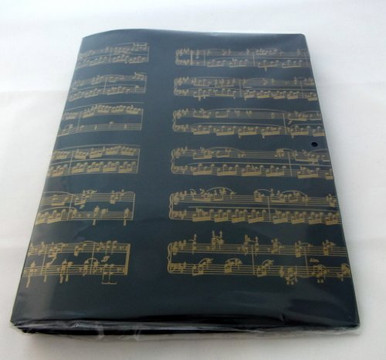Music Themed 40 pockets Black Plastic Folders - Gold Music Score Sheet ...