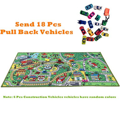 JACKSON Kid Rug Car Playmat with Roads and Train Tracks,Car Mat Play ...