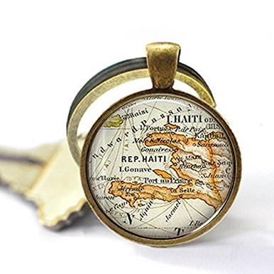 Haiti map Keychain, Haiti Caribbean Country map Keychain, Haiti map ...