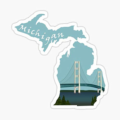 Michigan- Mackinac Bridge Sticker - Waterproof Sticker Decal Cars ...