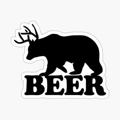 Funny Beer Bear with Antlers Sticker - Stickers Decals Waterproof Water ...