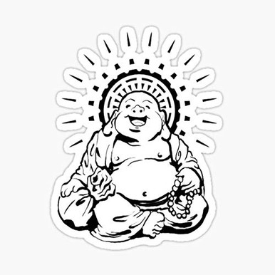 Sunburst Happy Buddha Sticker - Sticker Graphic - Auto, Wall, Laptop ...