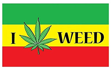 I Love Weed Rasta Flag Humor Slogan Sticker Decal Design - Sticker ...