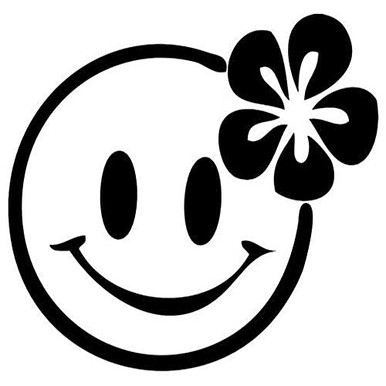 Hawaii Happy Face Smiley Hibiscus Flower Sticker Graphic - Die Cut ...