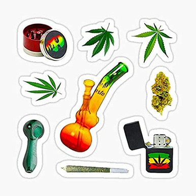 Stoner Weed and Essentials Sticker Graphic - Die Cut Sticker, High ...