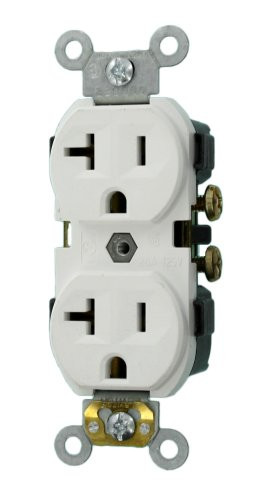 Leviton CR20-W 20-Amp, 125-Volt, Narrow Body Duplex Receptacle ...