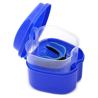 Etase Dark Blue Denture Case, Denture Cup with Strainer, Denture Bath ...