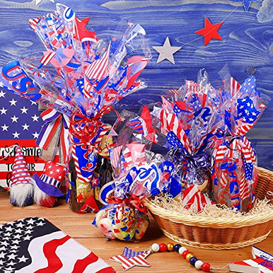 39 x 138 Inch Independence Day Patriotic Cellophane Wrap Paper, 2.3 Mil ...