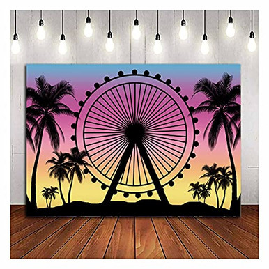 Summer Seaside Ferris Wheel Tropical Palm Tree Sunset Photography ...