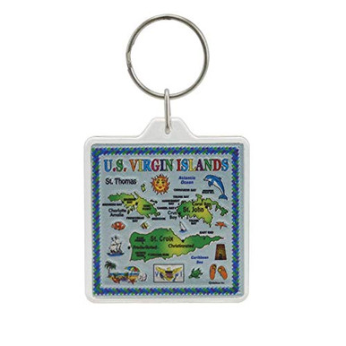 2 PACK -Keychain St. Thomas USVI Gift Acrylic Blue Map Print on Foil ...
