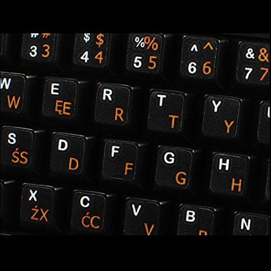 Polish Transparent Keyboard Stickers with Orange Letters - for Any ...