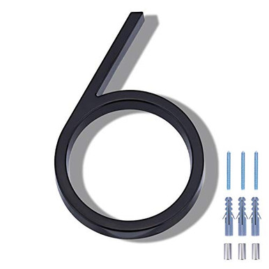 5 Inch Floating House Number 6, VONDERSO Black Metal Modern Outdoor ...