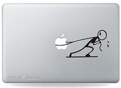 Stick Figure Pulling Apple- Decal Sticker for MacBook, Air, Pro All ...