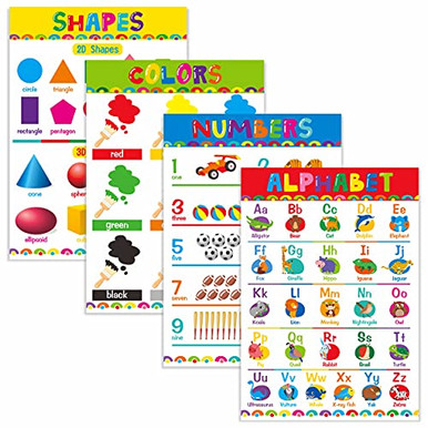 4 Pieces Preschool Educational Poster, Early Education Learning Tool ...