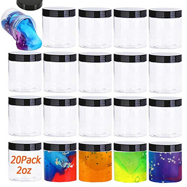 20 Pack 2oz Transparent Plastic Slime Jar,Cosmetic Containers Plastic ...