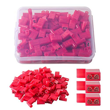 PONFY 100PCS Red Nylon Insulated Flag Spade Quick Disconnects 22-18 ...