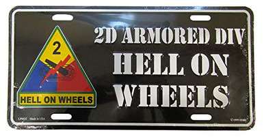 2nd Armored Div Hell On Wheels Black Aluminum Metal 6"x12" License ...