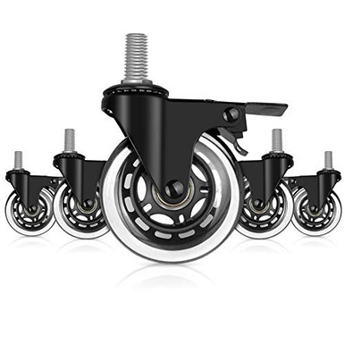 Hirate 5 Pack 3" Office Chair Locking Wheels with Brakes, 3/8"-16UNC ...
