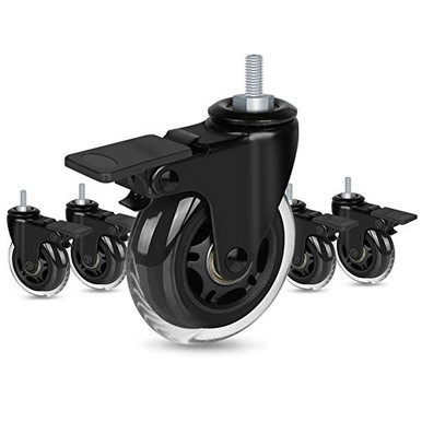 Hirate 5 Pack 3" Caster Wheel with Brake, Heavy Duty 5/16"-18UNC ...