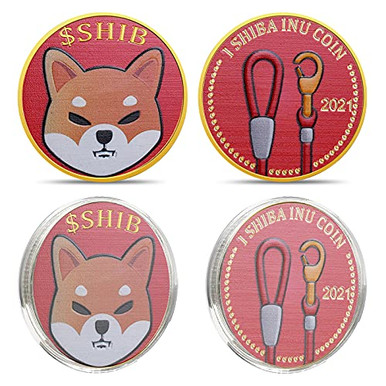 2 PCS SHIB Coins Physical Shiba Inu Meme Commemorative Coin Gold Plated ...