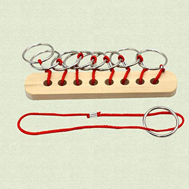 Toyvian String Rope Ring Puzzles Toy Wooden Brain Teaser Mind Game ...